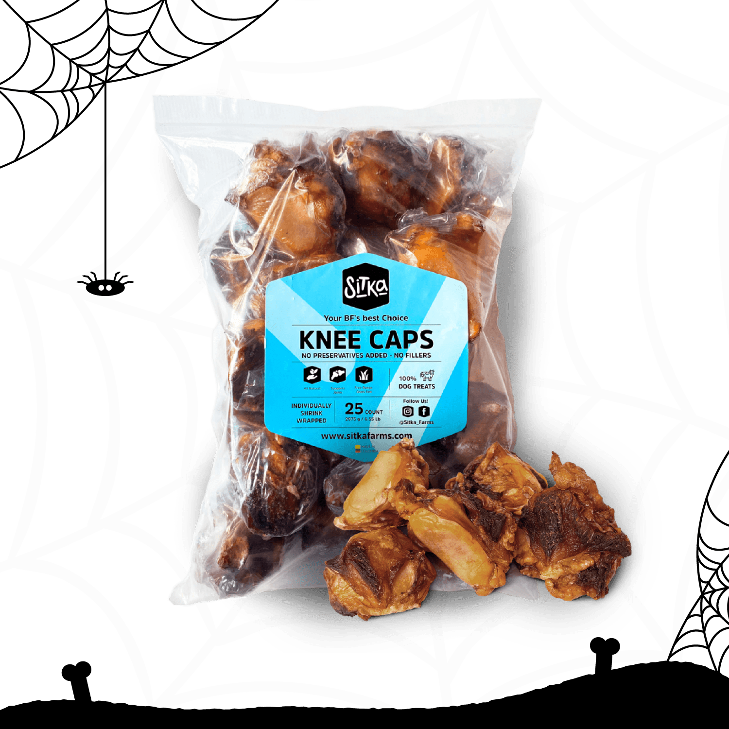 Beef Knee Caps Meaty Bone Premium for Aggressive Chewers - Sitka Farms